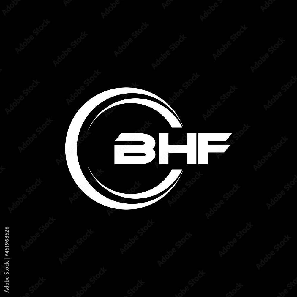 Vecteur Stock BHF letter logo design with black background in ...