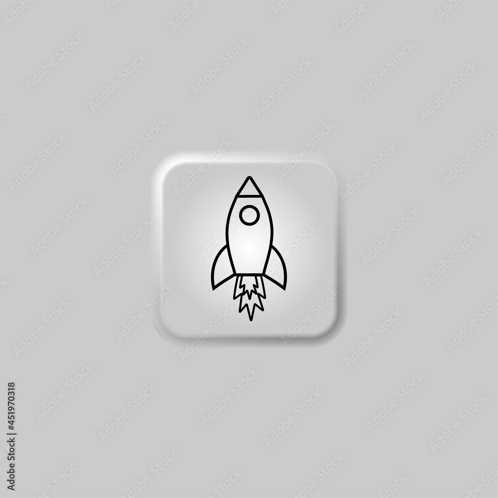 Rocket icon. Rocket ship icon. Space concept. Neumorphic UI UX white ...