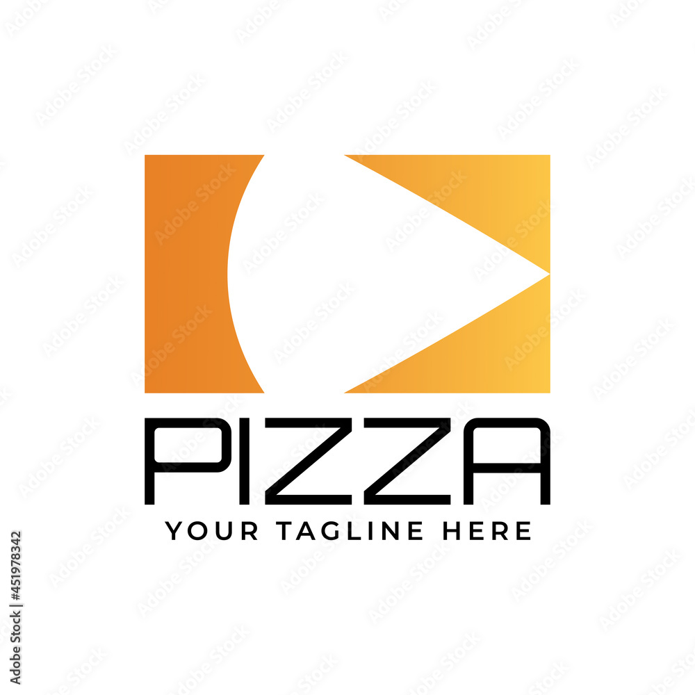 Pizza slice logo design from the initial shape of a square display to a ...
