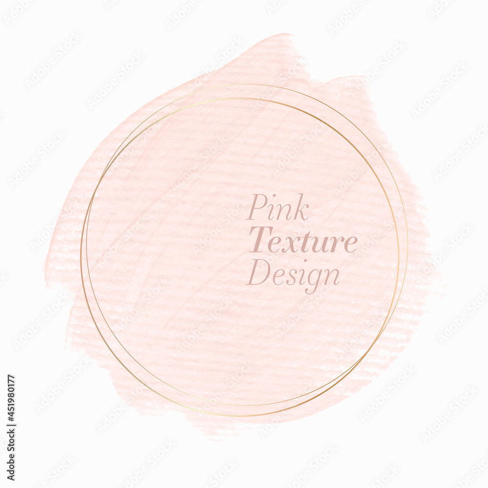 Textured pink background design vector with round golden frame. Perfect ...