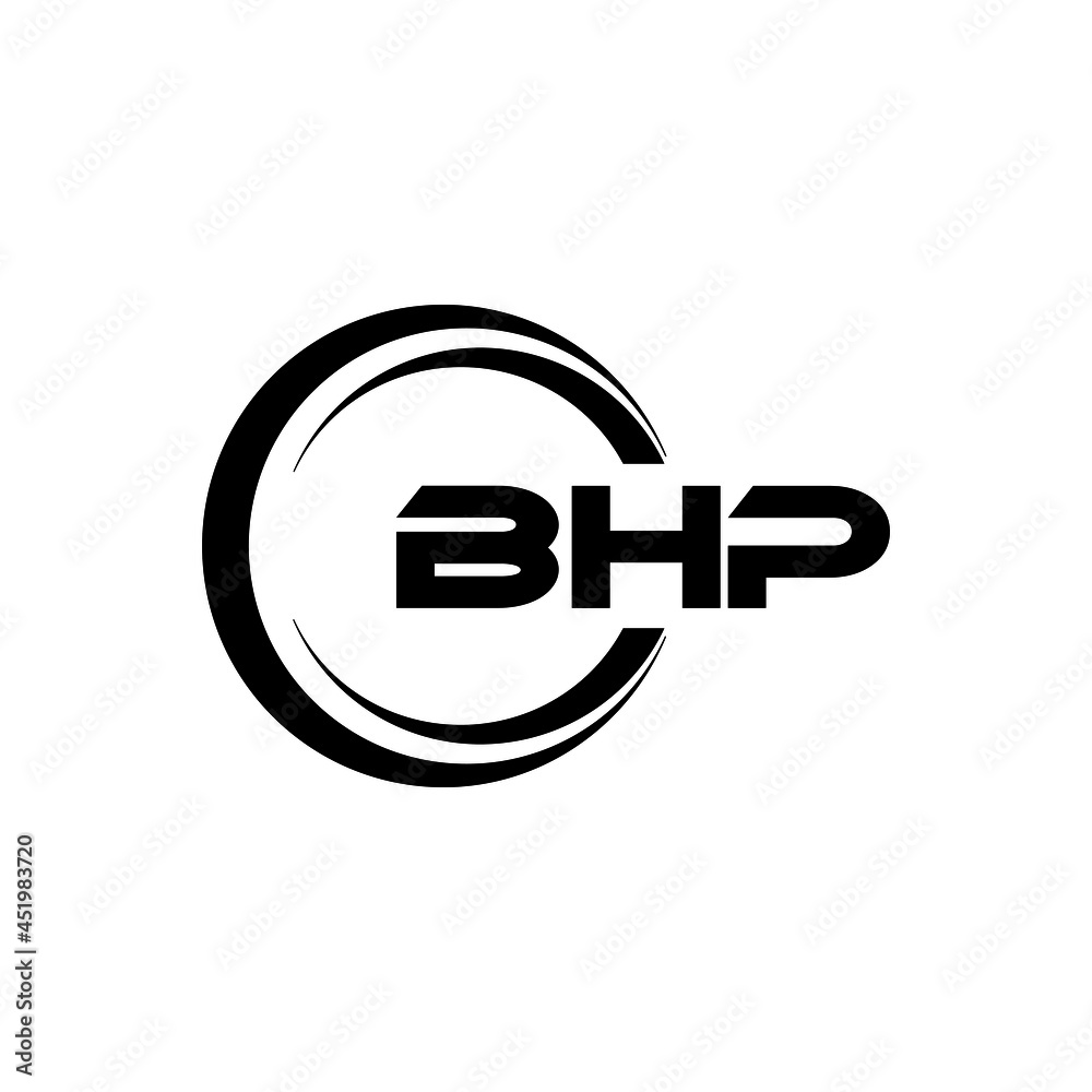 Vetor do Stock: BHP letter logo design with white background in ...