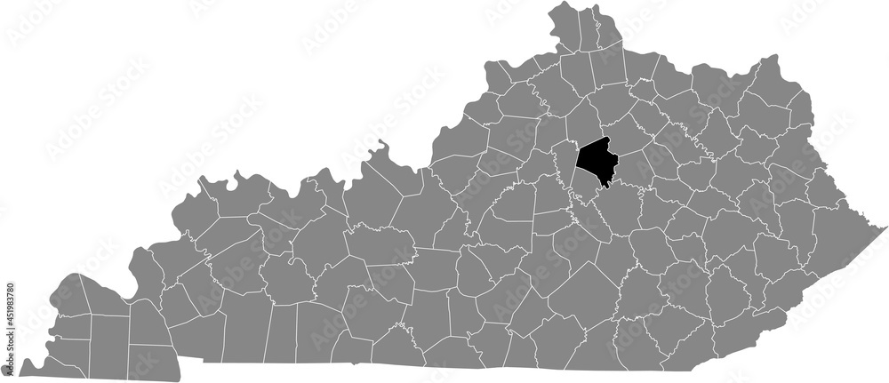 Black highlighted location map of the Fayette County inside gray map of ...