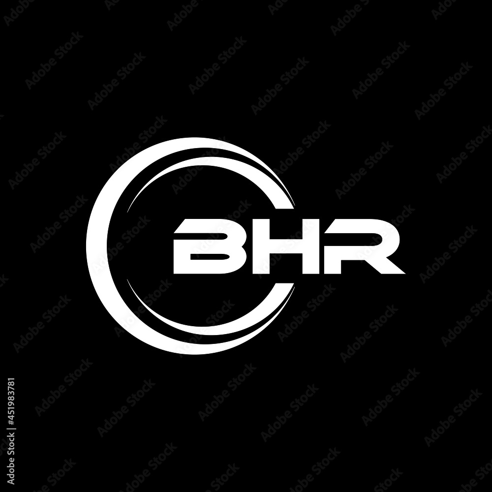 BHR letter logo design with black background in illustrator, vector ...
