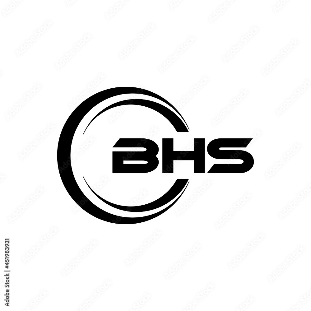 BHS letter logo design with white background in illustrator, vector ...