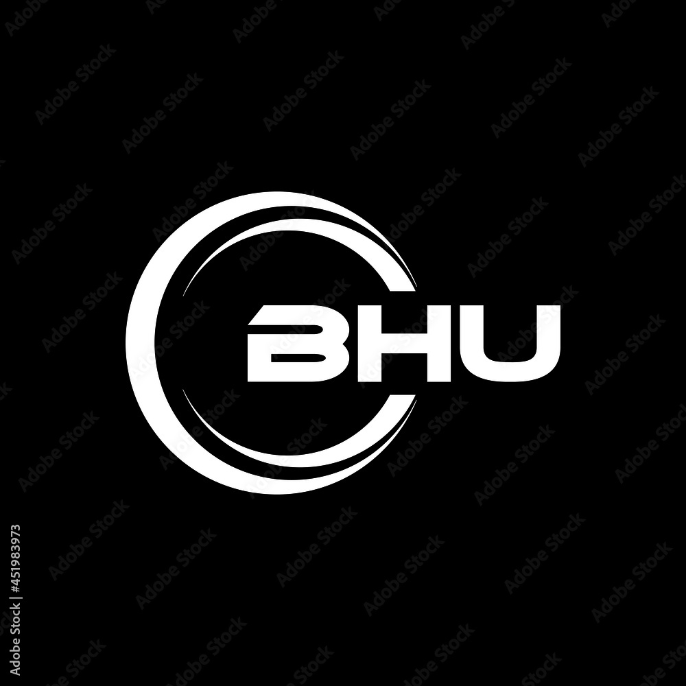 BHU letter logo design with black background in illustrator, vector ...