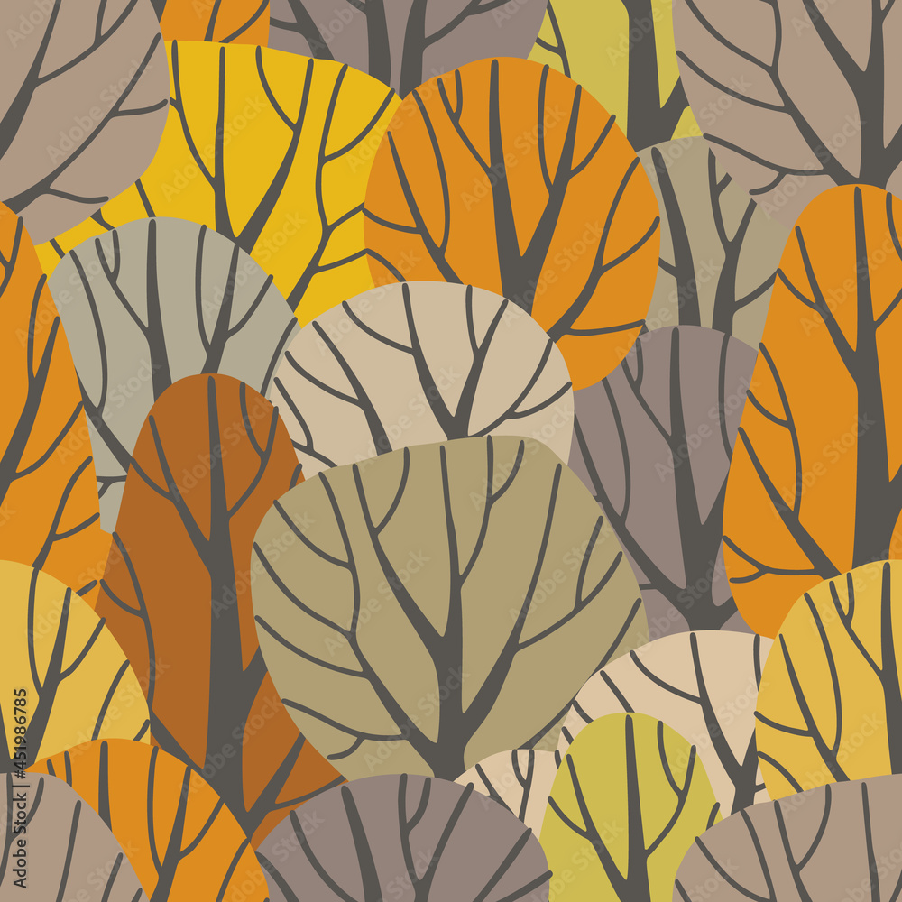 Autumn krone trees pattern. Seamless texture for textile, fabric ...