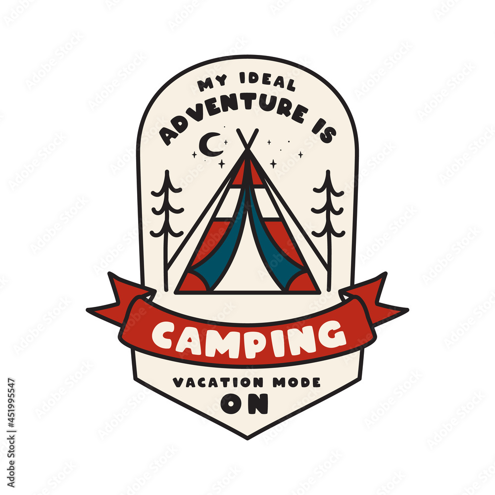 Camping adventure emblem design. Outdoor logo logo with tent and text ...