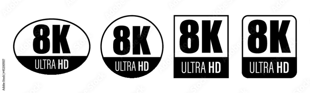 8K ULTRA HD icon. Vector 8K symbol of High Definition monitor display ...