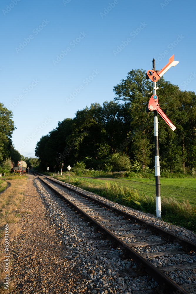 Semaphore signal on the VSM museum railway line in Loenen, The ...