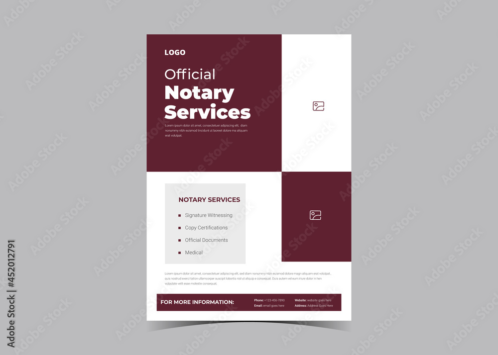 Notary service flyer template design. Lawyer notary service poster ...