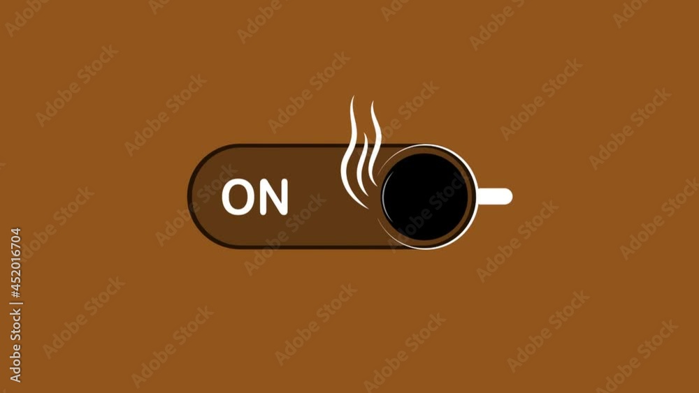 Animated illustration of Coffee Power logo design template on the brown ...
