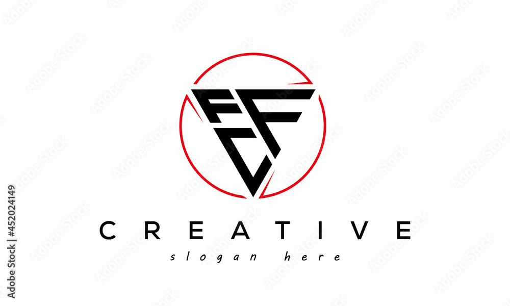 FFC triangle letter logo with circel Stock Vector | Adobe Stock
