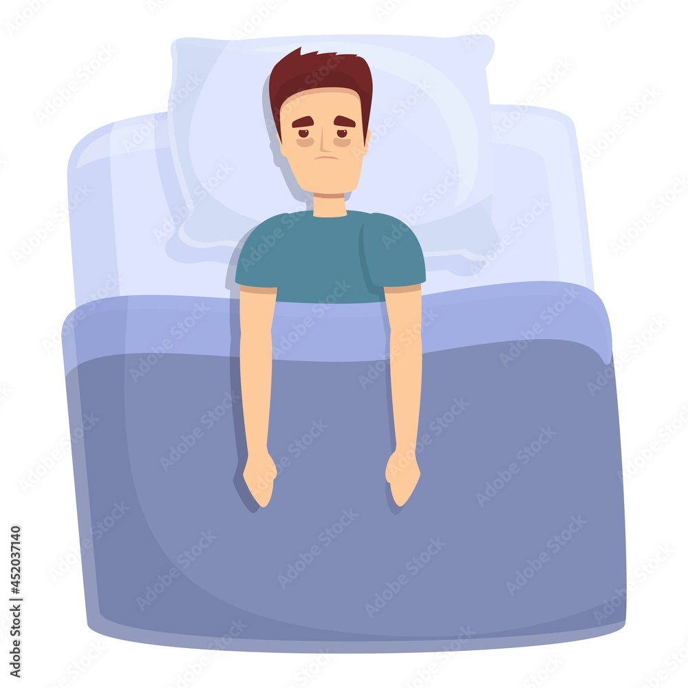 Boy sleep problem icon cartoon vector. Bed insomnia. Night man Stock ...