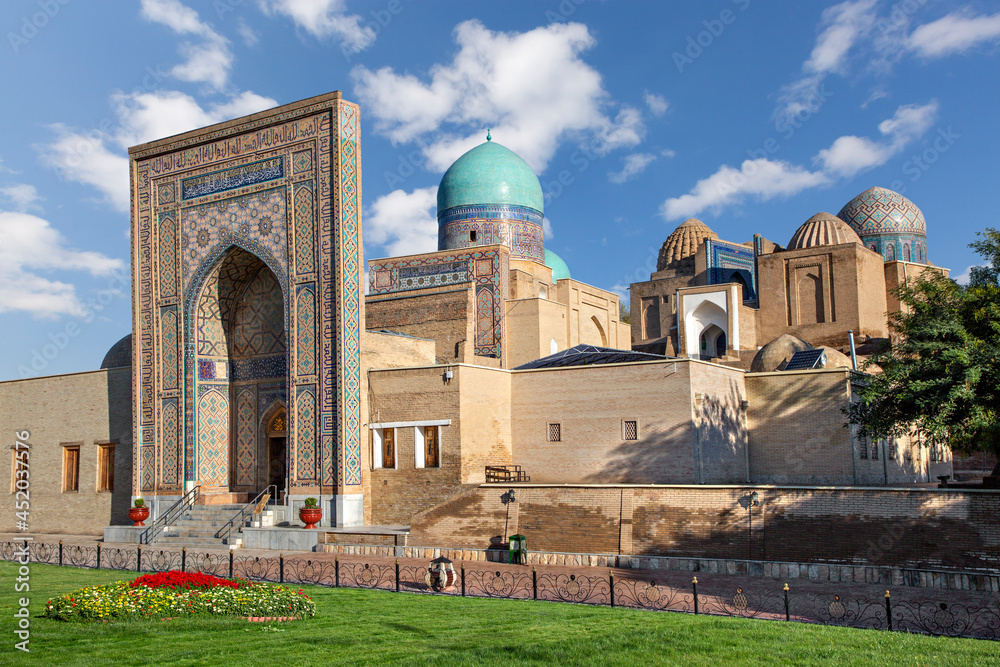View over the mausoleums and domes of the historical cemetery of Shahi ...