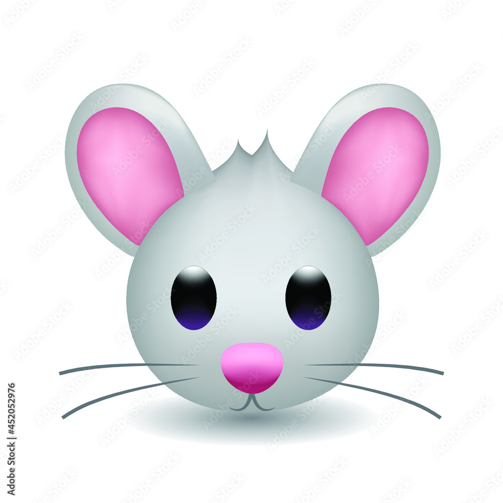 Mouse Head Animal Domestic Emoji Illustration Face. Cartoon Vector ...
