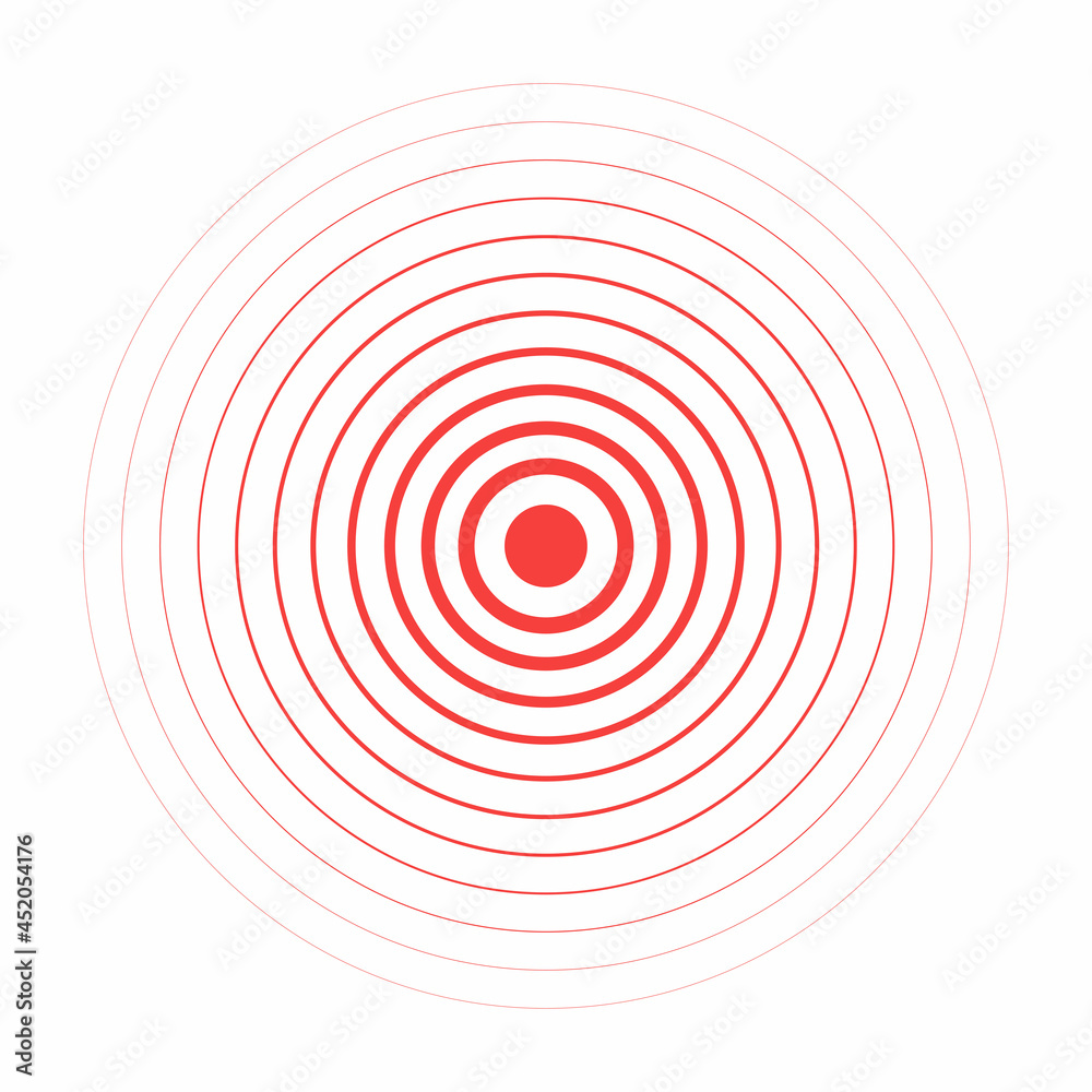 Red pain circle. Concentration pain area. Medicine for painful spot ...