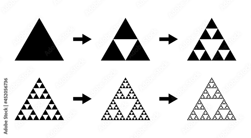 Evolution Of The Sierpinski Triangle Steps Constructing Mathematical Geometric Endless Fractal