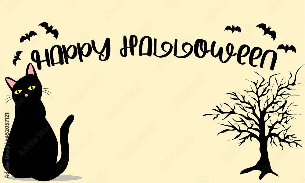 halloween letter with black cat standing Stock Vector | Adobe Stock