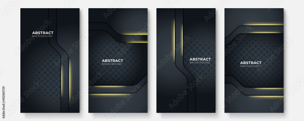 Abstract gold black background poster with dynamic effect. Technology ...