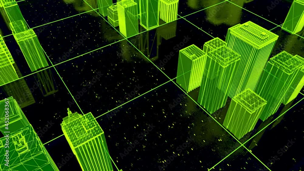 Digital city abstract 3D hologram, technology and connection concept ...