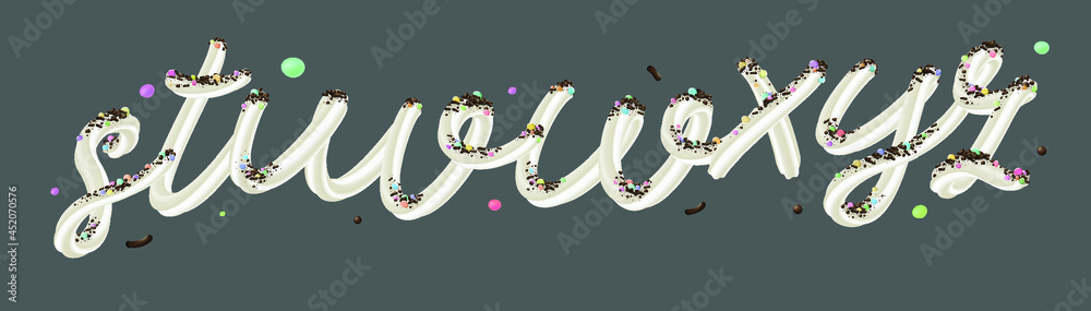 Sweet cream alphabet set. Letters isolated on white background. Hand ...