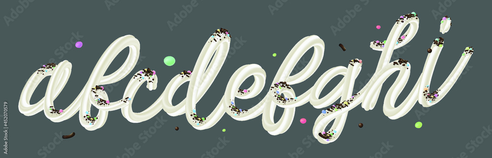 Sweet cream alphabet set. Letters isolated on white background. Hand ...