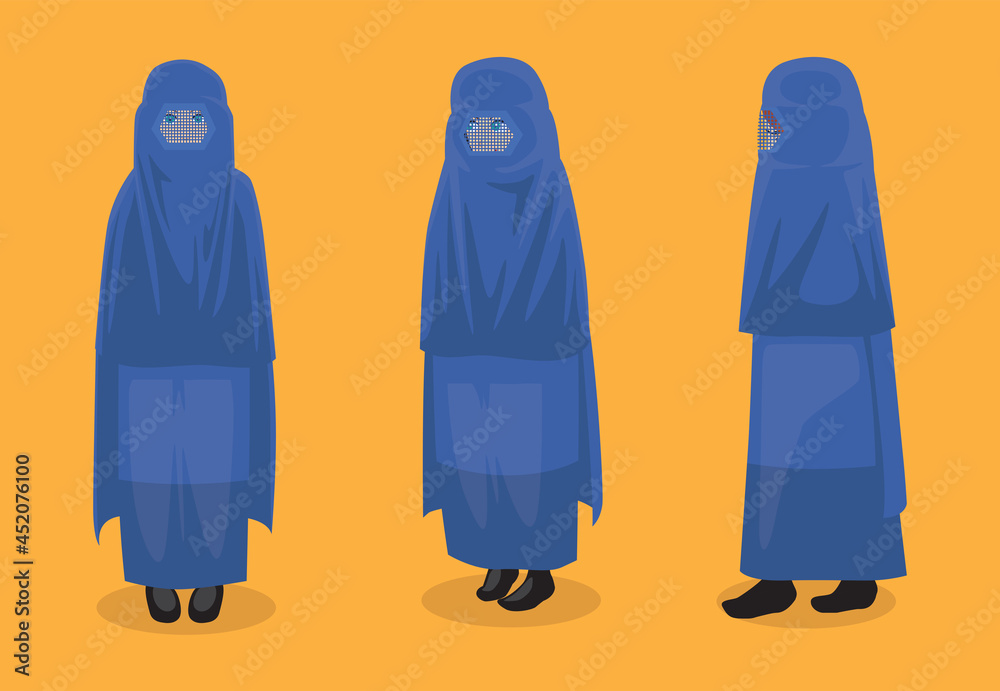 Manga Woman Muslim Burka Cartoon Vector Poses Stock Vector | Adobe Stock