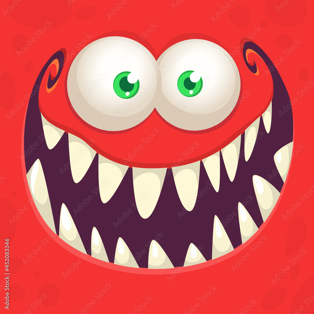 Funny cartoon monster character face expression. Illustration of cute ...