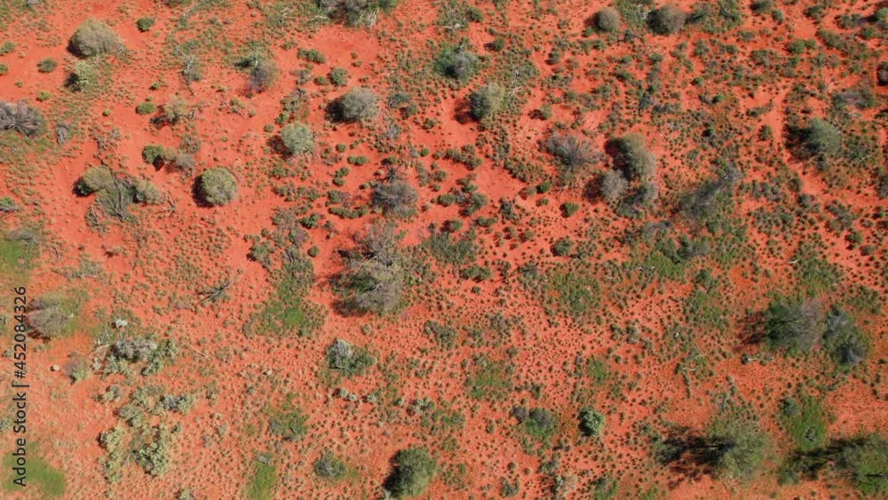 Cinematic aerial top view of a wild desert landscape in the Australian ...
