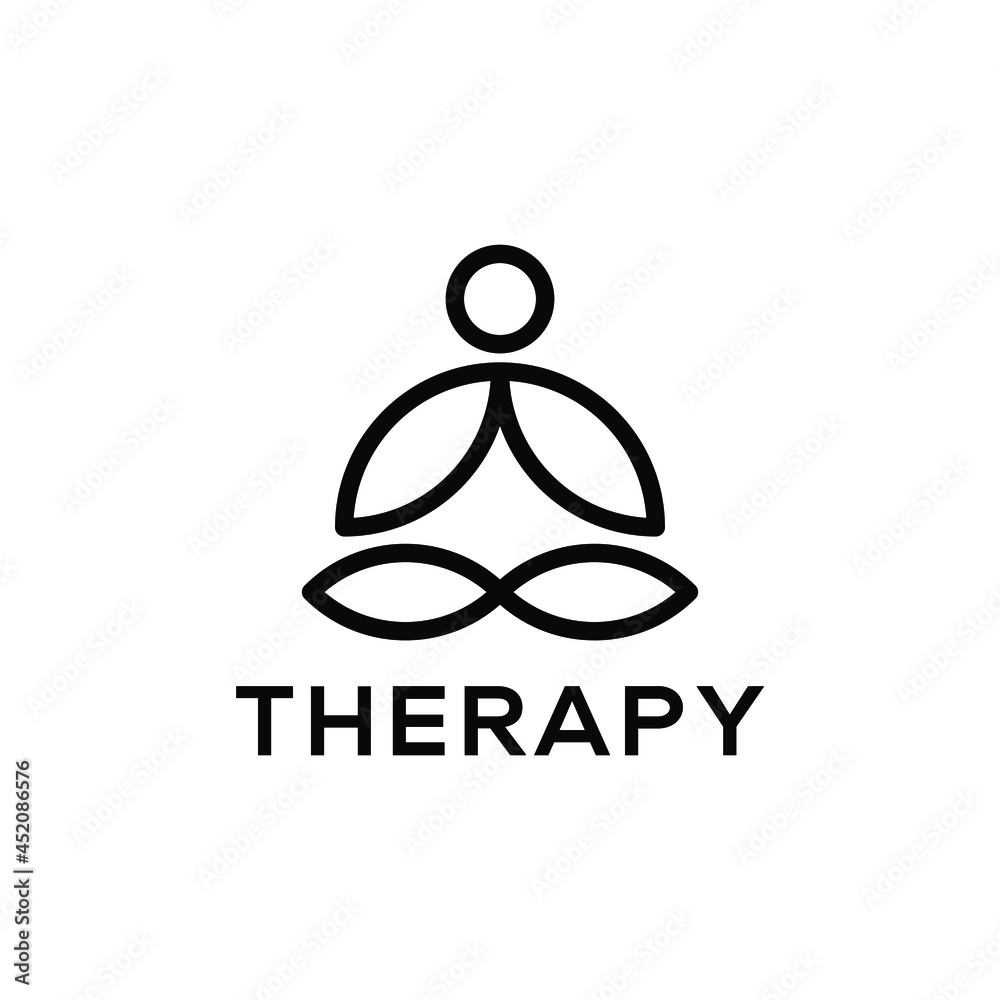 MEDITATION THERAPY LOGO DESIGN VECTOR. MEDITATION TEMPLATE WITH LEAF ...