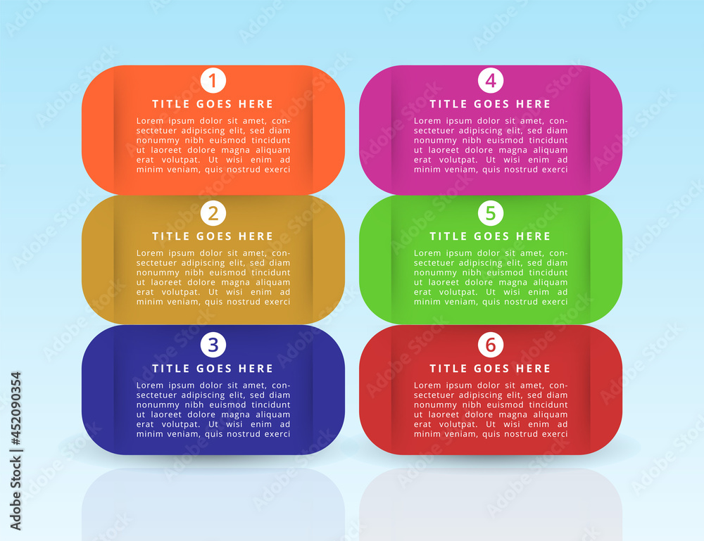 infographic design with gradient and paper shadow effect 4, 5, 6 ...