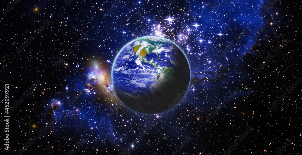 Earth globe view from space showing realistic earth surface and world ...