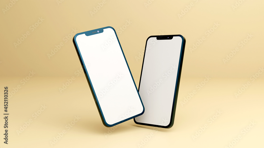 Full screen black smartphone mockup design with mobile app presentation ...