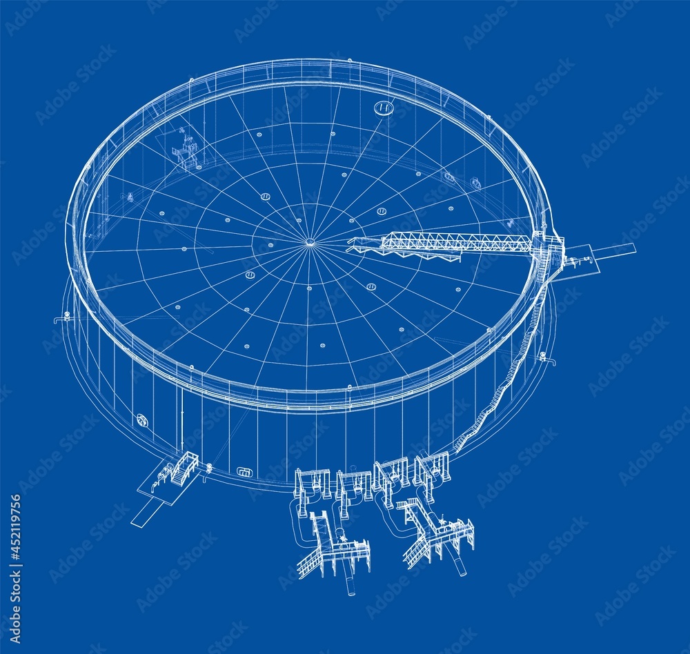 Large oil tank with floating roof. Vector Stock Vector | Adobe Stock
