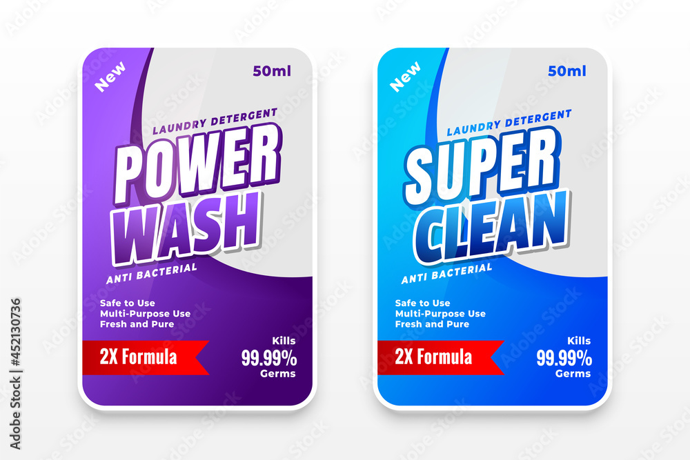 laundry detergent and disinfectant labels for your business Stock ...