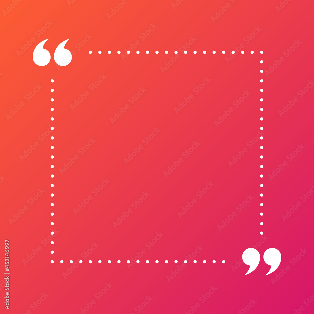 Quote frame on gradient background. Vector quote template. Dotted ...