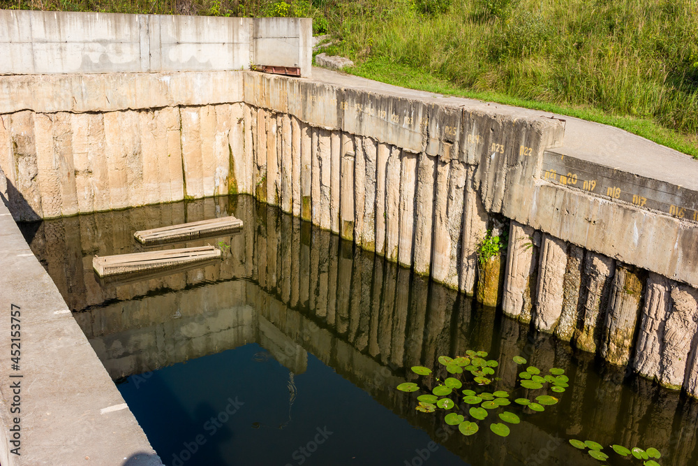 Reinforced concrete structure of the water intake on the river Stock ...