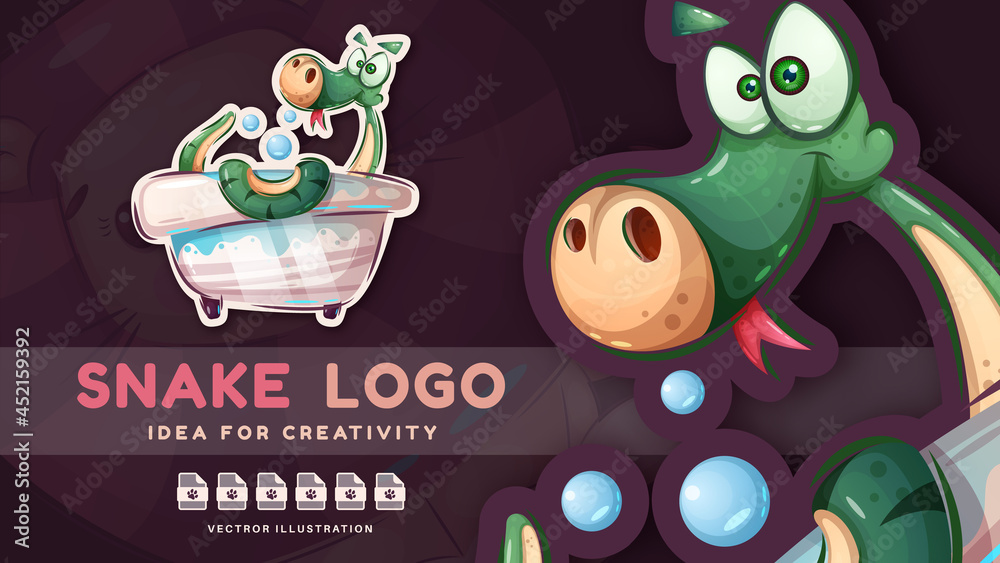 Cartoon character snake is bathing - cute character. Stock Vector ...