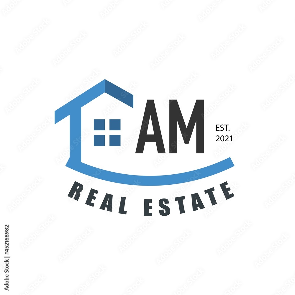 Initial Letter AM real estate logo design template. Real estate logo ...