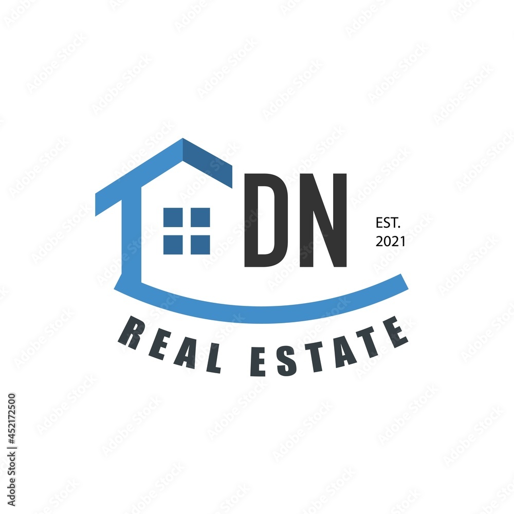 Initial Letter dn real estate logo design template. Real estate logo ...