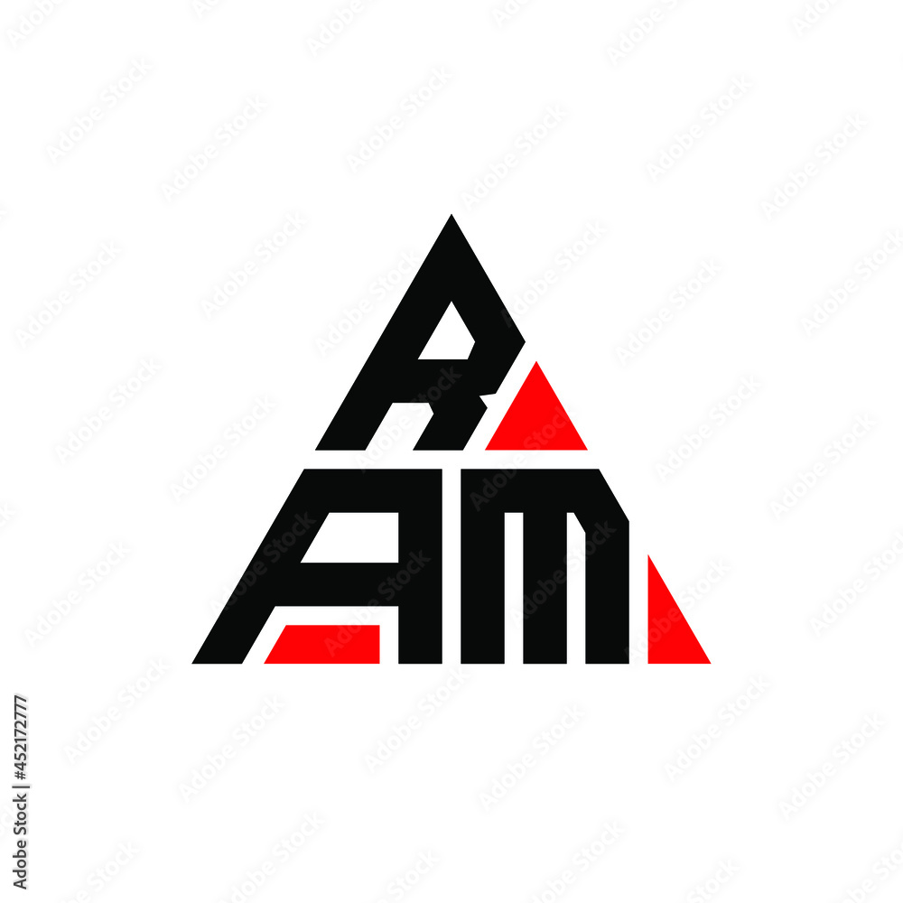 RAM triangle letter logo design with triangle shape. RAM triangle logo ...