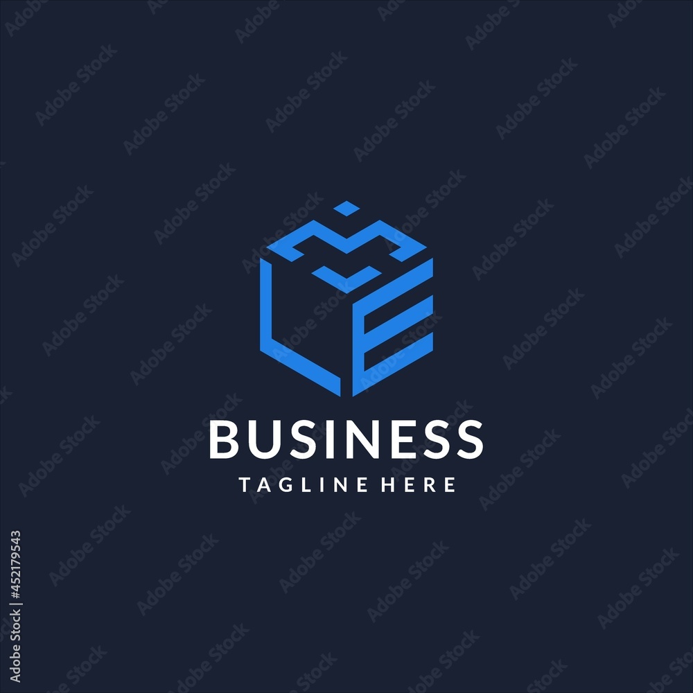 LE logo hexagon designs, best monogram initial logo with hexagonal shape design ideas Stock ...