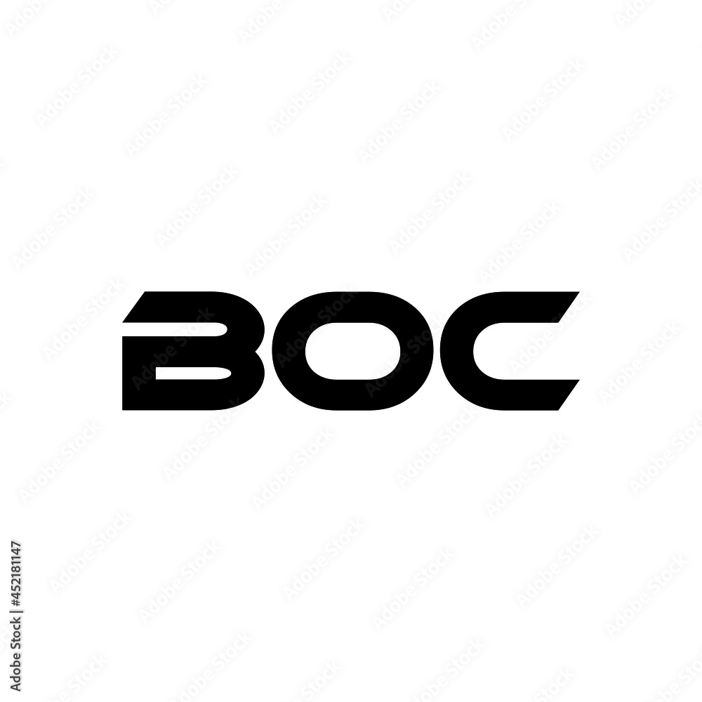 BOC letter logo design with white background in illustrator, vector ...