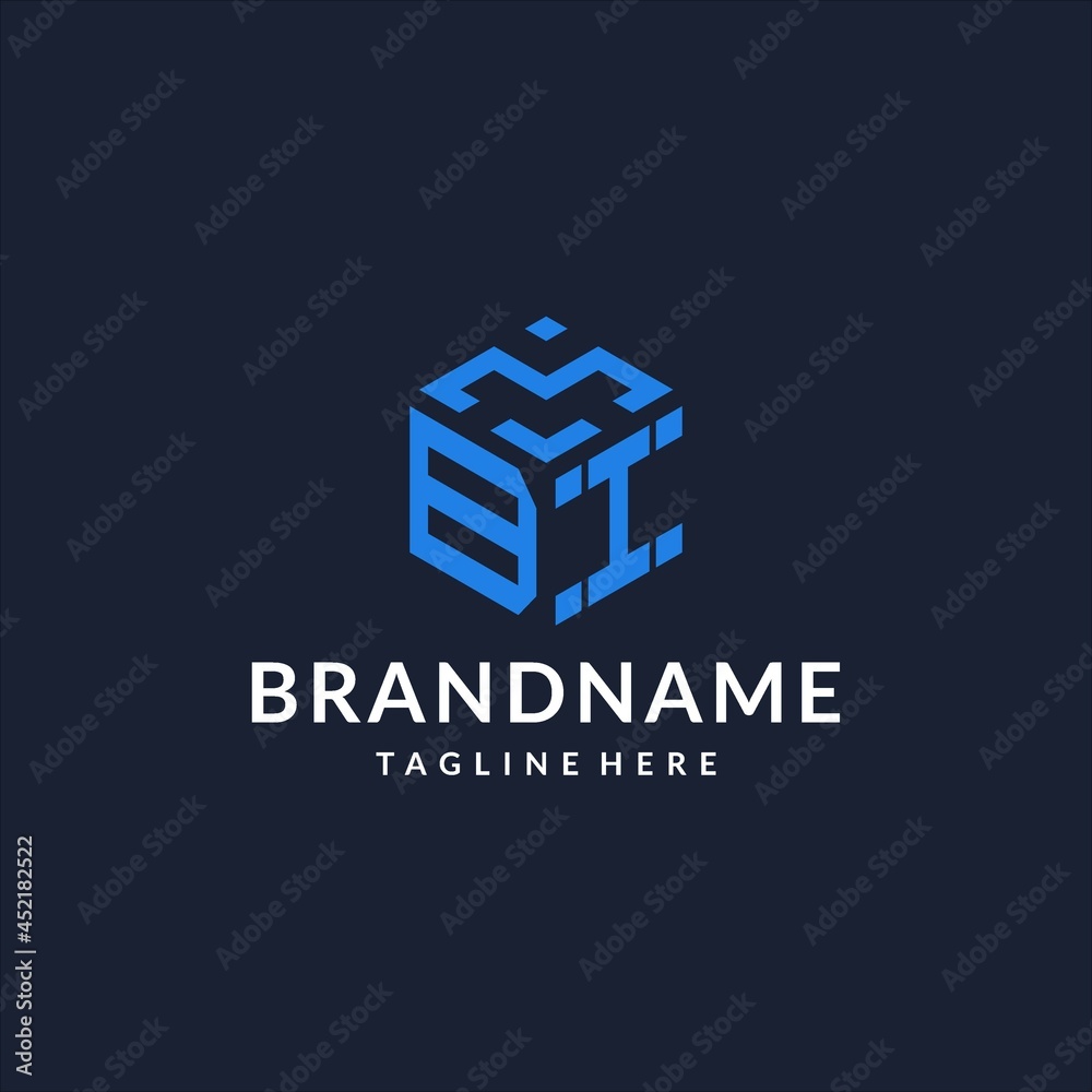 BI logo hexagon designs, best monogram initial logo with hexagonal ...