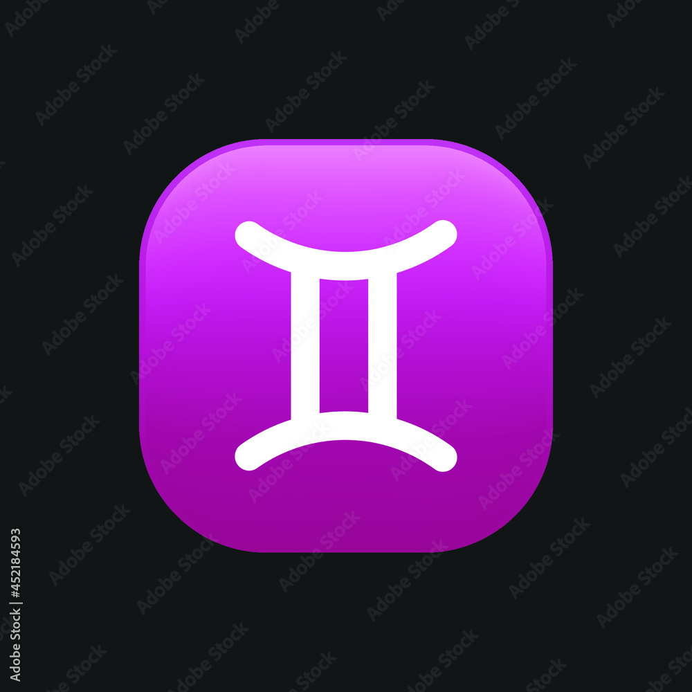 The isolated vector gradient purple Gemini astrological sign emoji icon ...