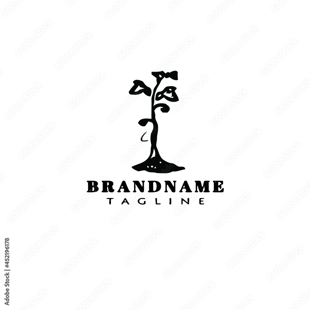 cute beanstalk logo cartoon icon design template isolated black vector ...