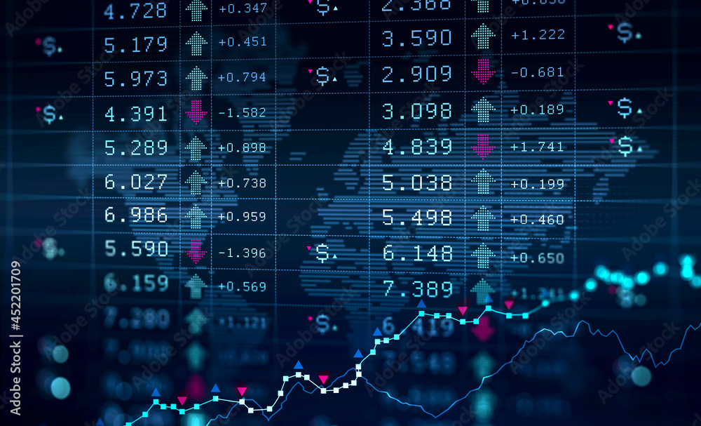 Financial chart and rising graph with lines and numbers Stock Photo ...