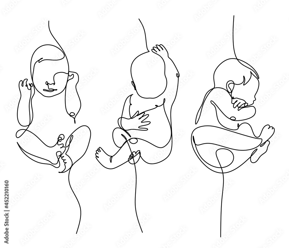 One line drawing illustration of a baby. VectorAbstract minimalist line ...