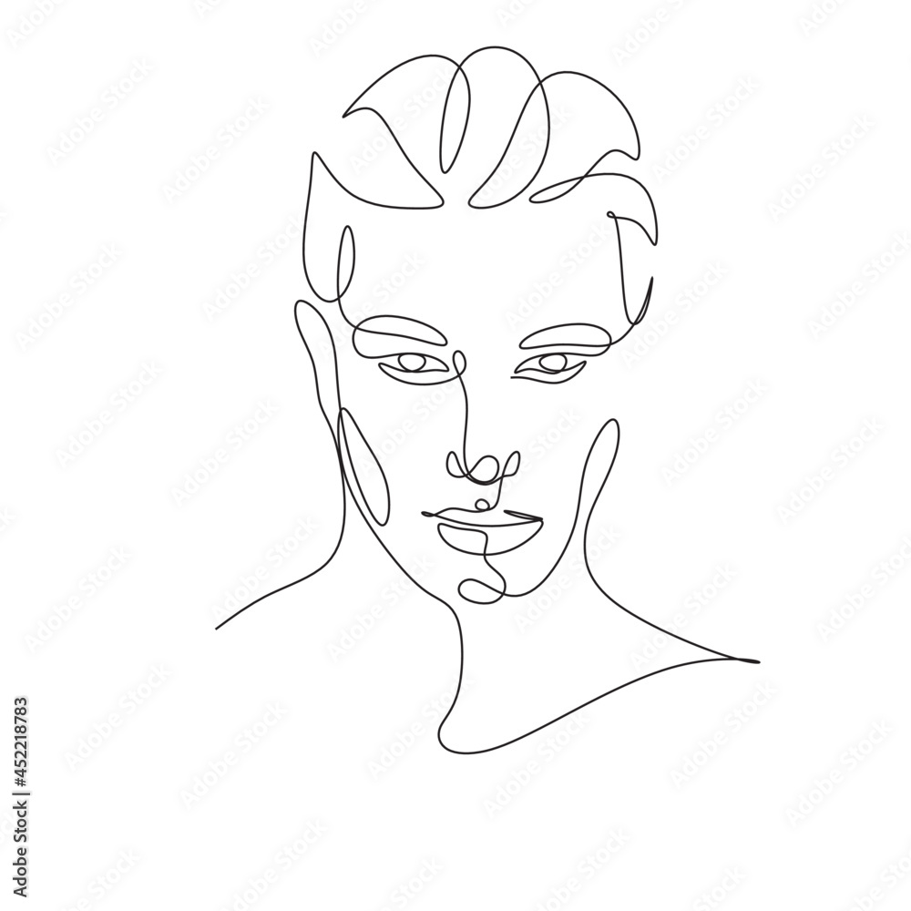 Men Line Art Vector Continuous One Line Drawing Of Man Portrait Hairstyle Fashionable Mens