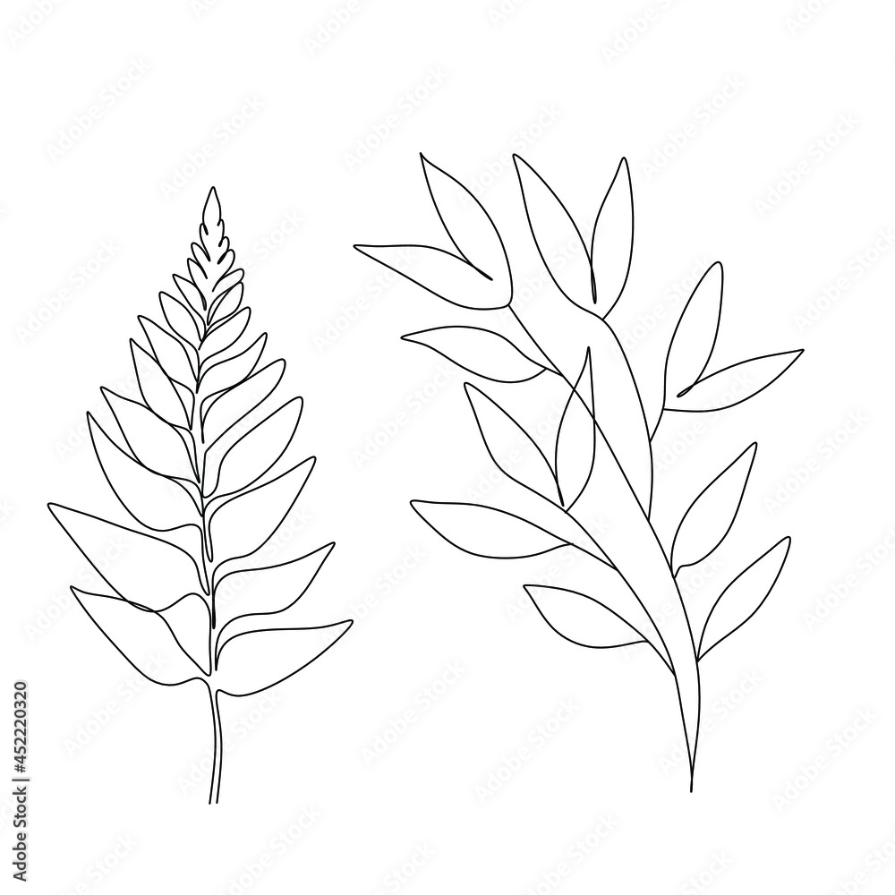 Abstract plant one line drawing. Hand drawn modern minimalistic design ...